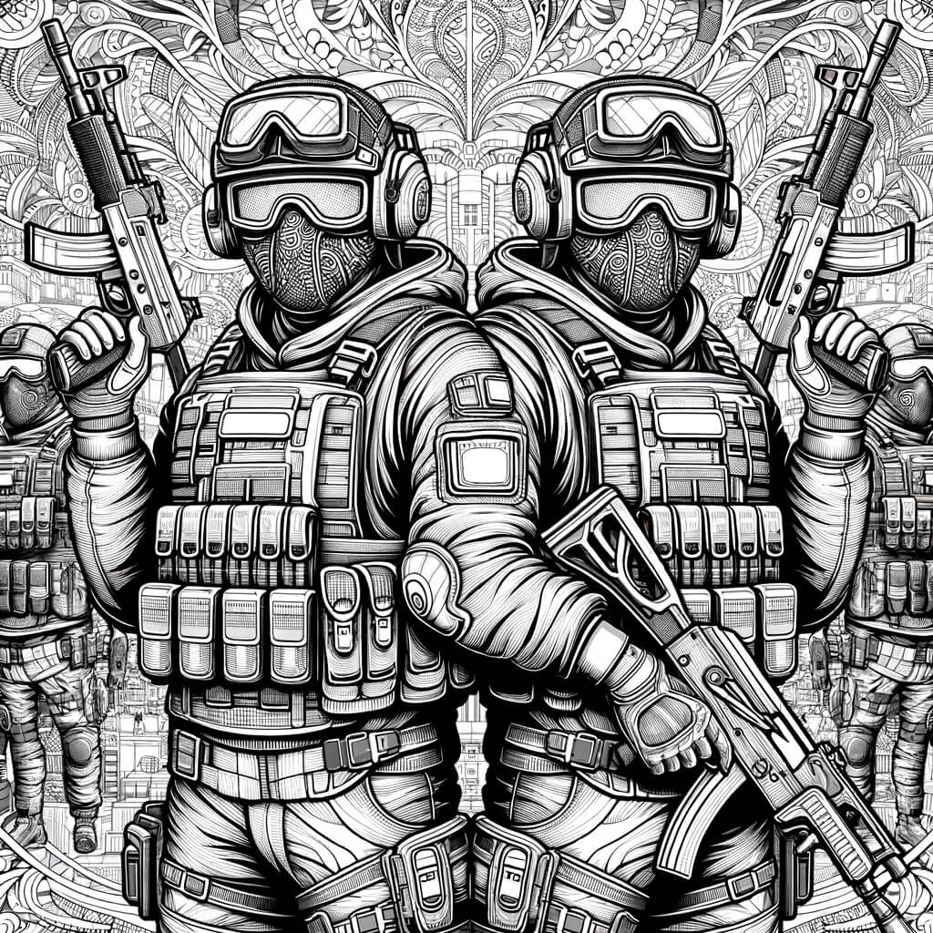 CSGO Character Outlines - Non-Violent, Detailed Black & White Designs ...